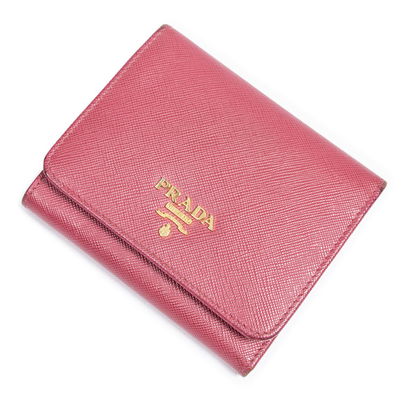 Prada | Bags | Prada Compact Trifold Wallet In Pink Saffiano Leather ...